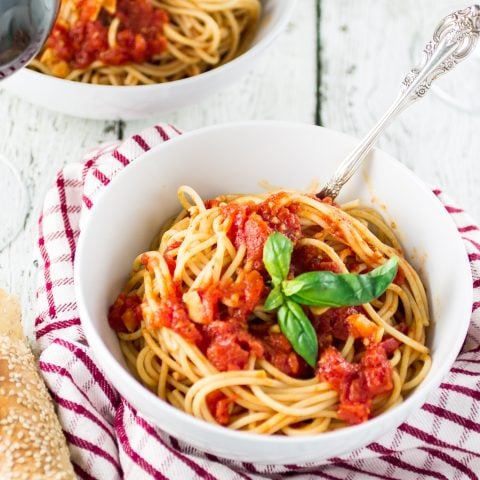 Spaghetti with Simple Marinara Sauce - Olivia's Cuisine