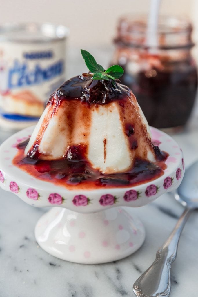 Brazilian Coconut Flan with Plum Sauce (Manjar Branco) - Olivia's Cuisine