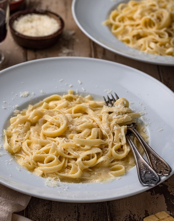 One Pot Creamy Fettuccine with Spicy Sausage - Olivia's Cuisine